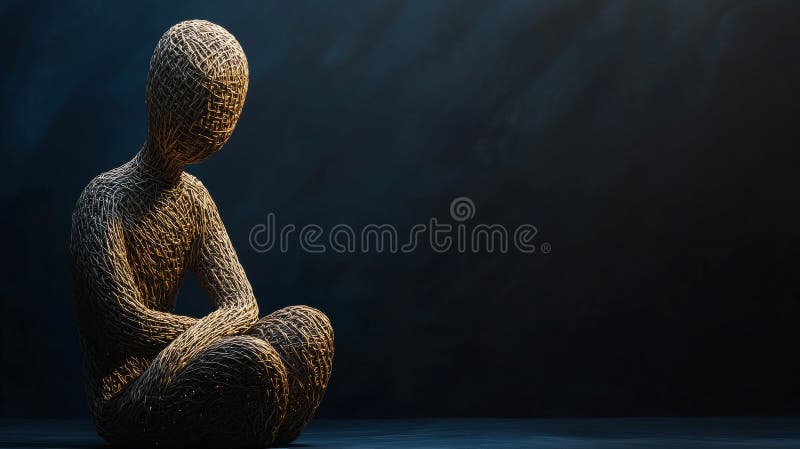 Sculpture Sitting in Contemplative Pose. Stock Image - Image of ...