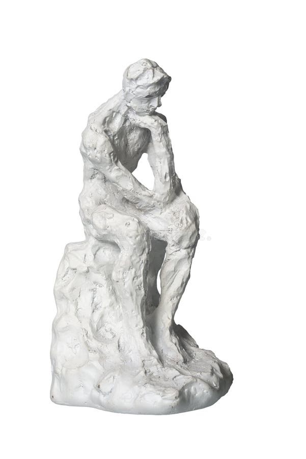 Sculpture Thinker. a Man Sits with His Hands on His Chin Stock Image ...
