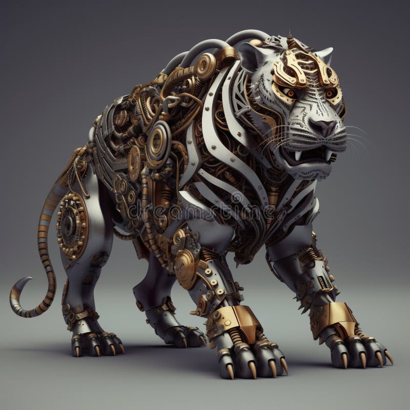 A Sculpture of a Tiger Made of Metal and Gold. Generative AI Image ...