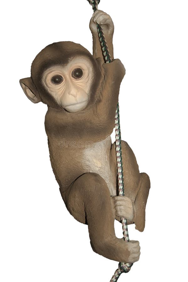 Sculpture Toy Monkey Dangling on a Rope. Stock Image - Image of ...