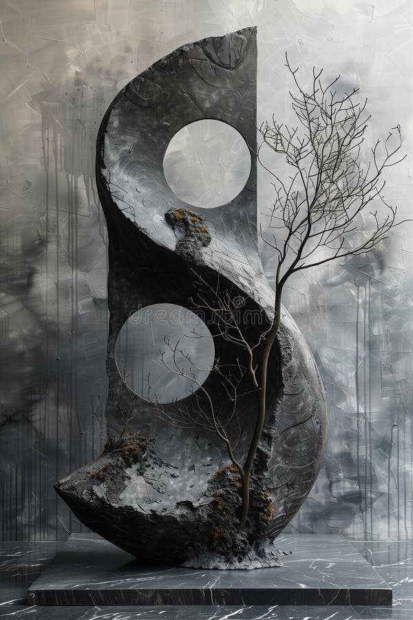 A Sculpture with a Tree Integrated in Its Design Stock Photo - Image of ...