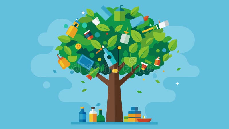 A Sculpture of a Tree Made from Recycled Trash and Debris Representing ...