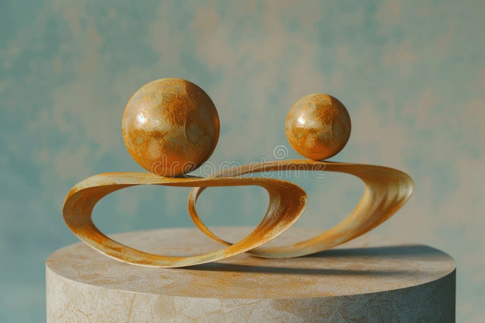 A Sculpture of Two Spheres on a Table, Suitable for Interior Design ...