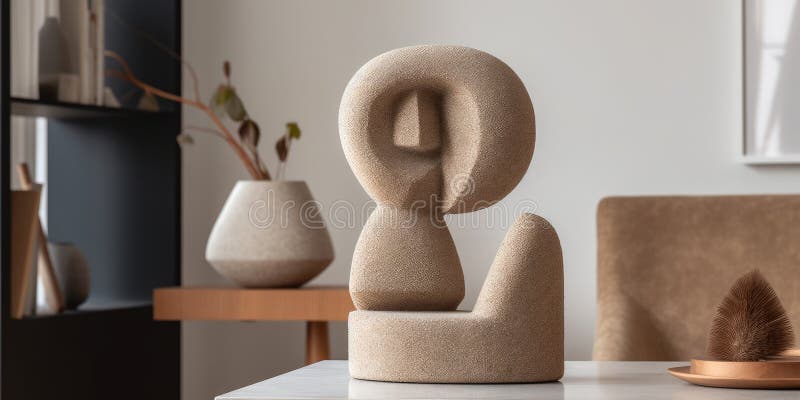 A Sculpture of a Unique Figure on a Shelf Generative AI Stock ...