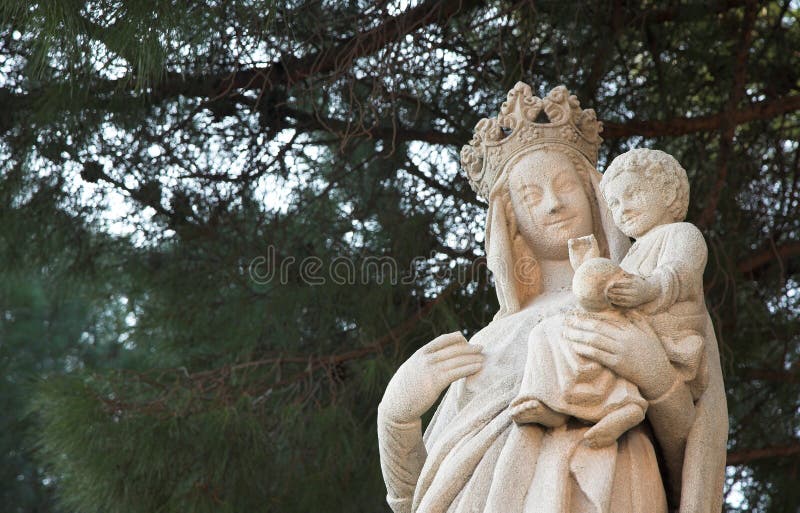 Sculpture of Virgin Mary and Jesus - White Rock Stock Photo - Image of ...