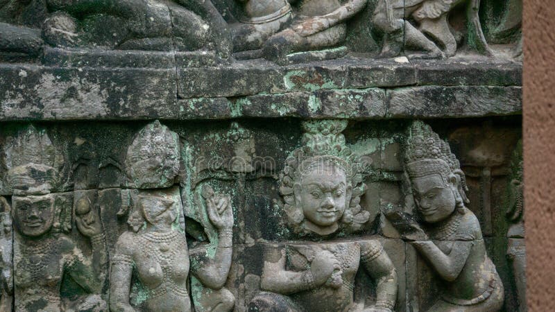 Sculpture on the Wall of a Temple in Angkor Wat, in Cambodia Stock ...
