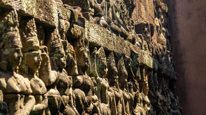 Sculpture on the Wall of a Temple in Angkor Wat, in Cambodia Stock ...