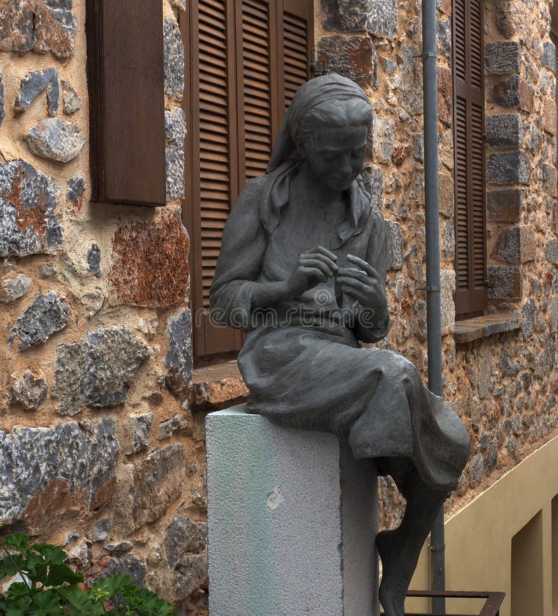 Sculpture of Young Girl in Kritsa Greece Editorial Stock Image - Image ...