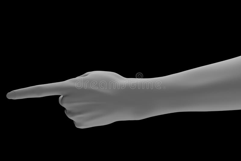 Sculptured Hand Pointing with Pointer Finger on Black Background Stock ...