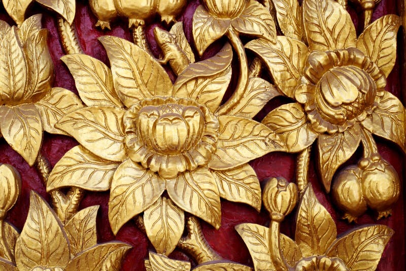 Sculptured Wood Kanok Pattern Beautiful Stock Image - Image of ...