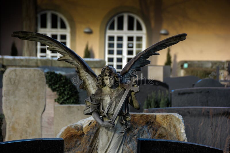 Sculptures of Angels on Graves Stock Photo - Image of guardian ...