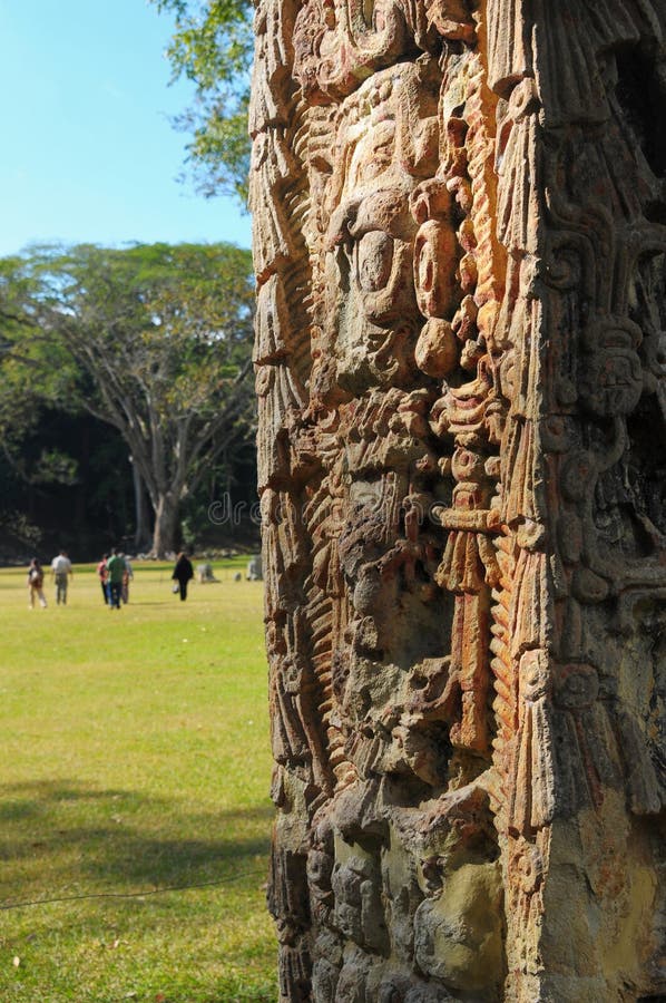 Sculptures in Archeological Park in Copan Ruinas Stock Photo - Image of ...