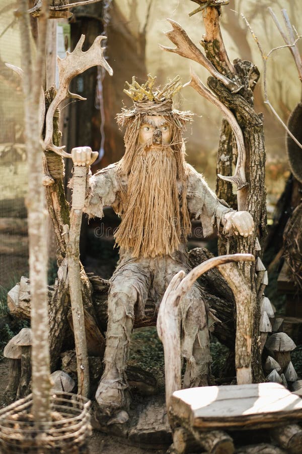 Sculptures of Cartoon Characters Made of Wood and Fabric Stock Photo ...