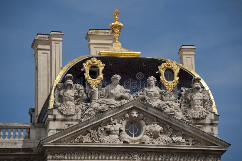 Sculptures of the City Hall of Lyon Stock Image - Image of city, statue ...