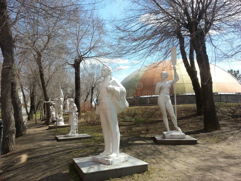 Sculptures in the park stock photo. Image of park, trees - 99212286