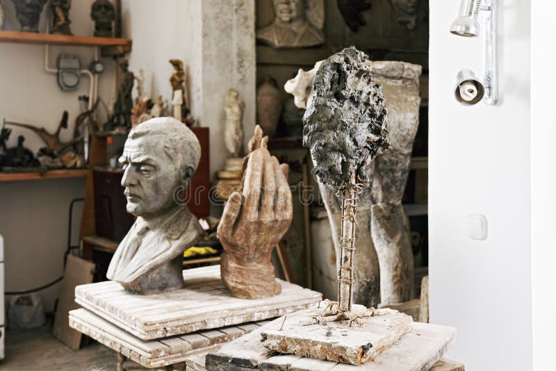 Sculptures in studio stock image. Image of caucasian - 27804437