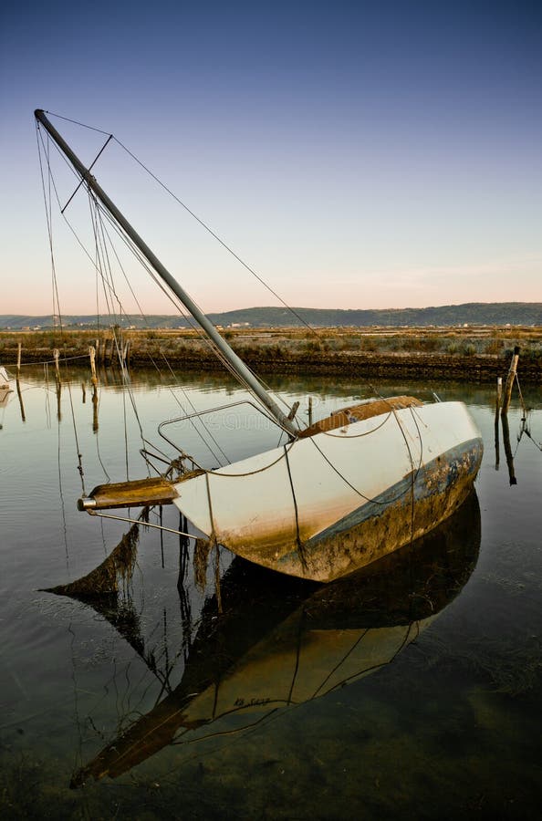 Scuttled boat stock photo. Image of water, destroyed - 60399644