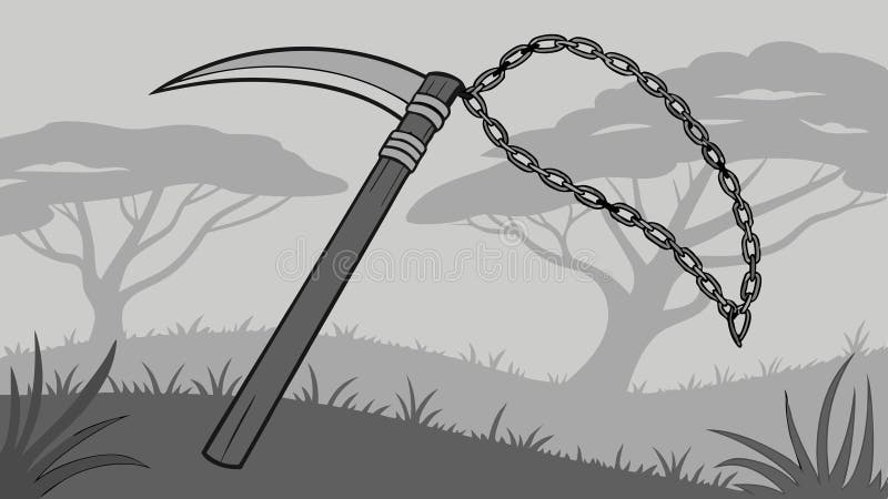 Scythe with Chains on Textured Ground, Vector Design Generative AI ...