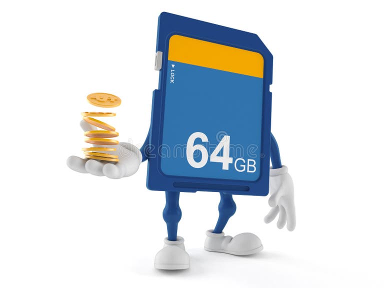 SD Card Character with Stack of Coins Stock Illustration - Illustration ...