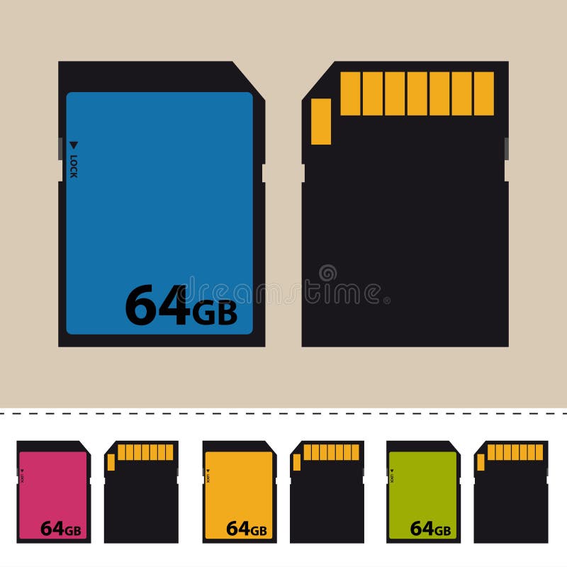 SD Card - Front and Back - Colorful and Editable Vector Graphic ...