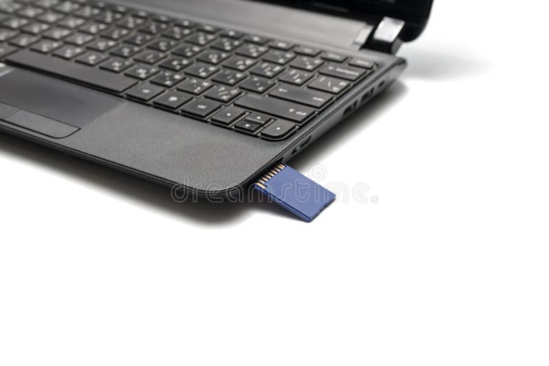 Sd card insert in laptop stock photo. Image of hardware - 54391556