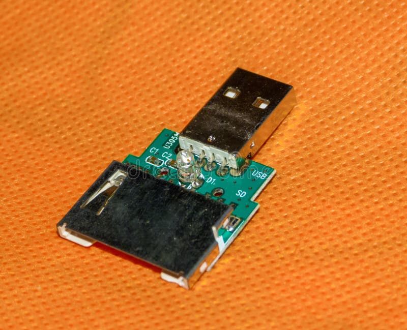 SD Card Reader To USB, Inside Look Stock Photo - Image of data, diode ...