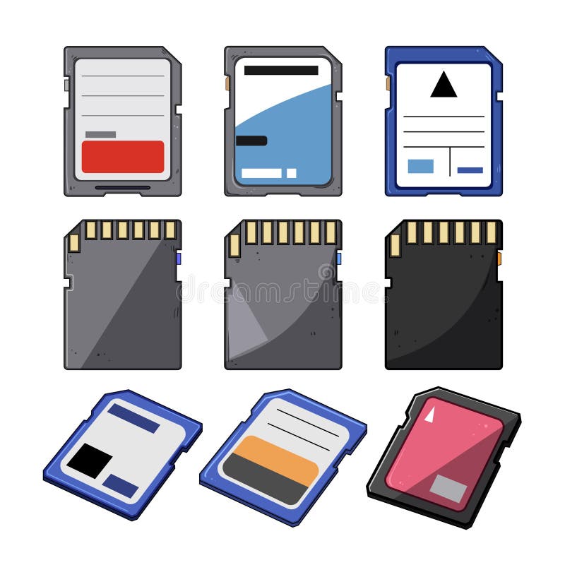 Sd Card Set Cartoon Vector Illustration Stock Illustration ...