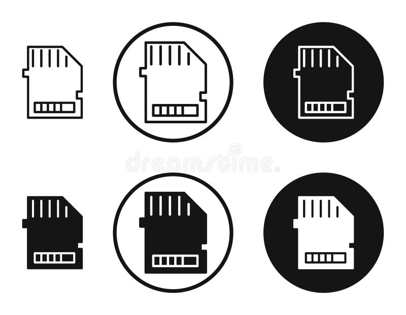 Sd Card Vector Icon Set in Black and White Outlines Stock Vector ...