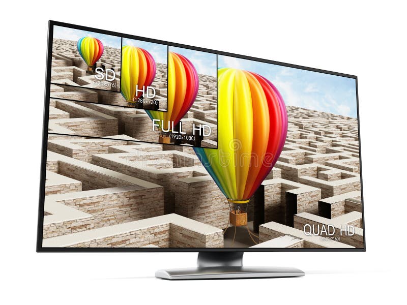 SD, HD, Full HD and 4K Resolutions in Comparison. 3D Illustration Stock ...