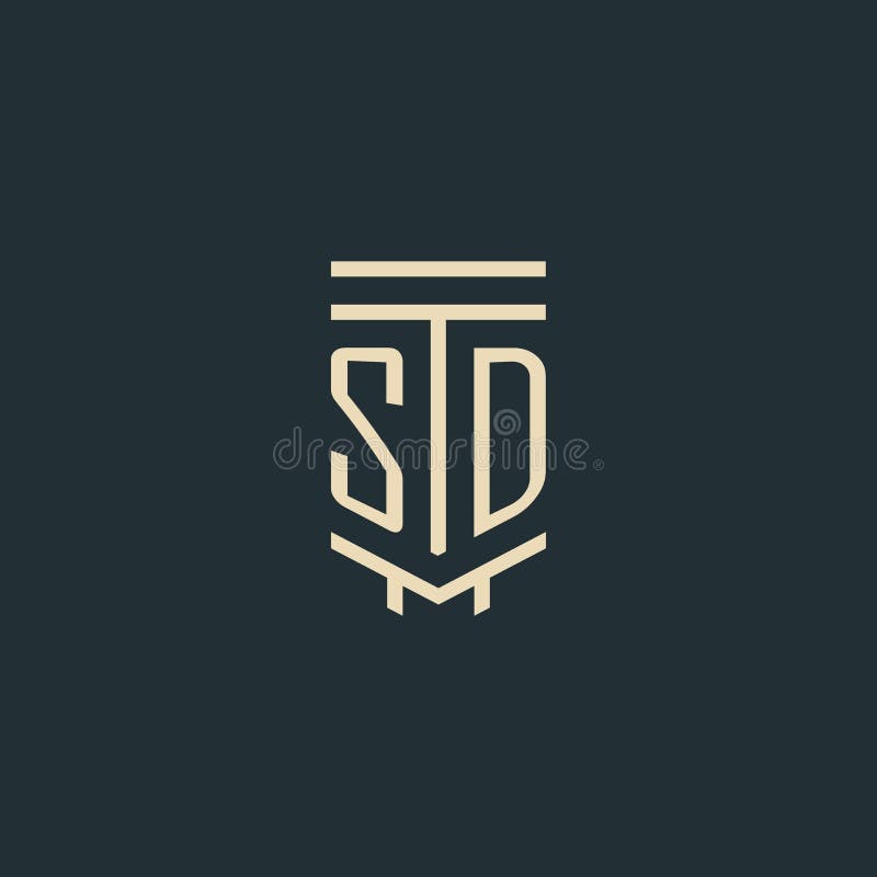SD Initial Monogram with Simple Line Art Pillar Logo Designs Stock ...
