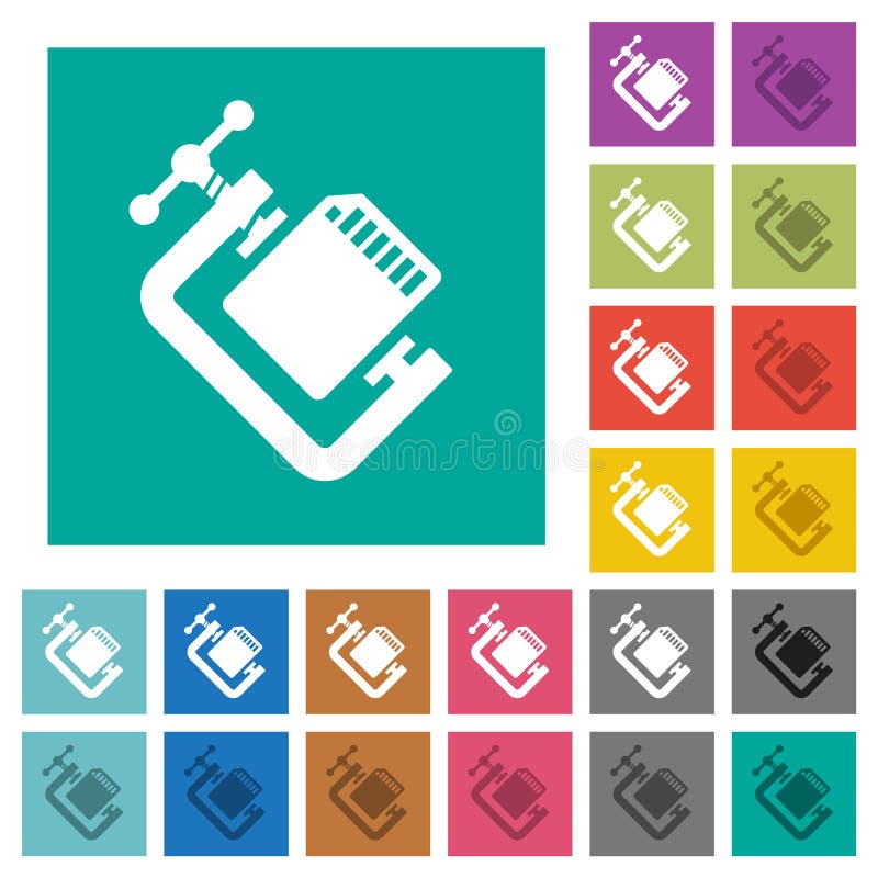 SD Memory Card Compress Solid Square Flat Multi Colored Icons Stock ...