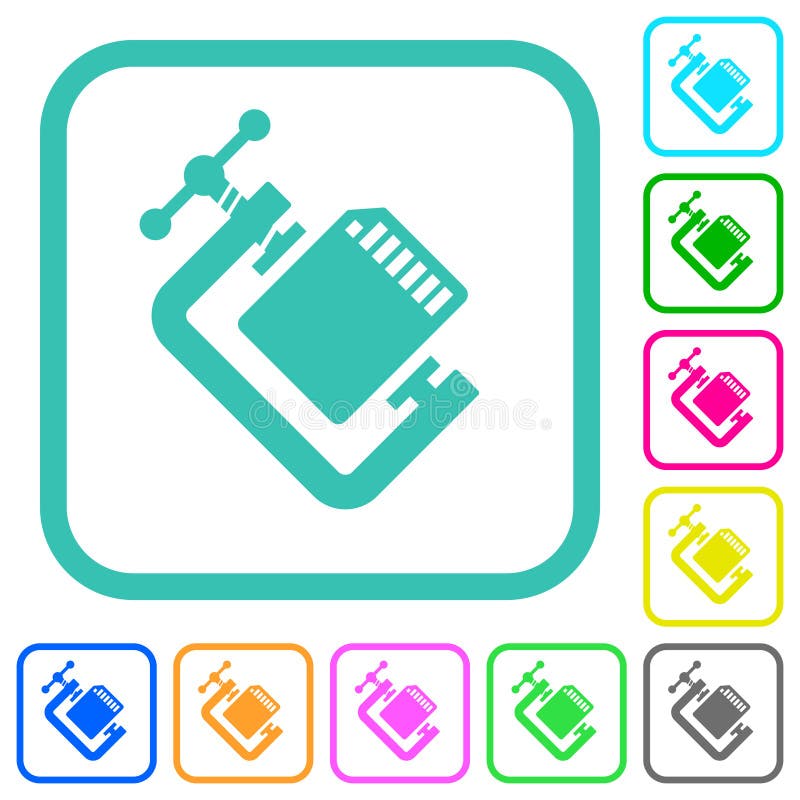 SD Memory Card Compress Solid Vivid Colored Flat Icons Stock Vector - Illustration of margin ...