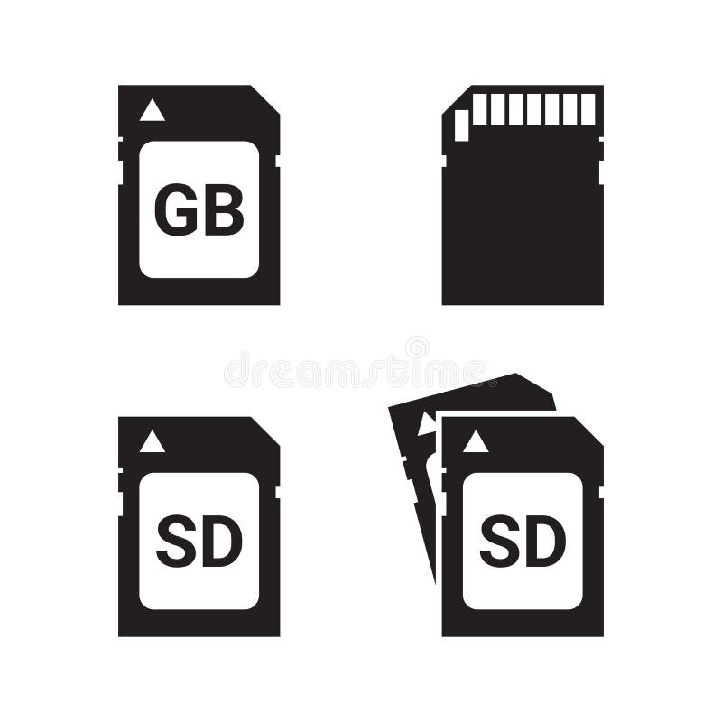 SD memory card, icons set stock illustration. Illustration of device ...