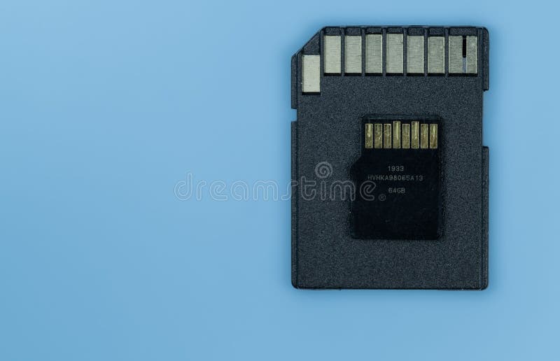 Sd Memory Card and Micro Sd on Blue Background Stock Image - Image of ...
