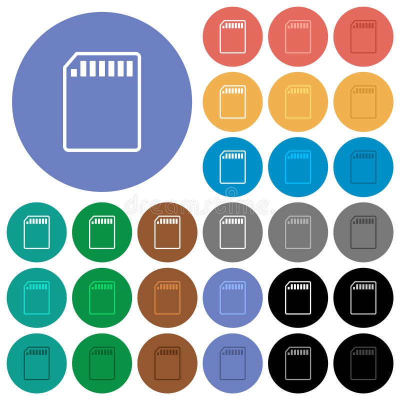 SD Memory Card Outline Round Flat Multi Colored Icons Stock Vector ...
