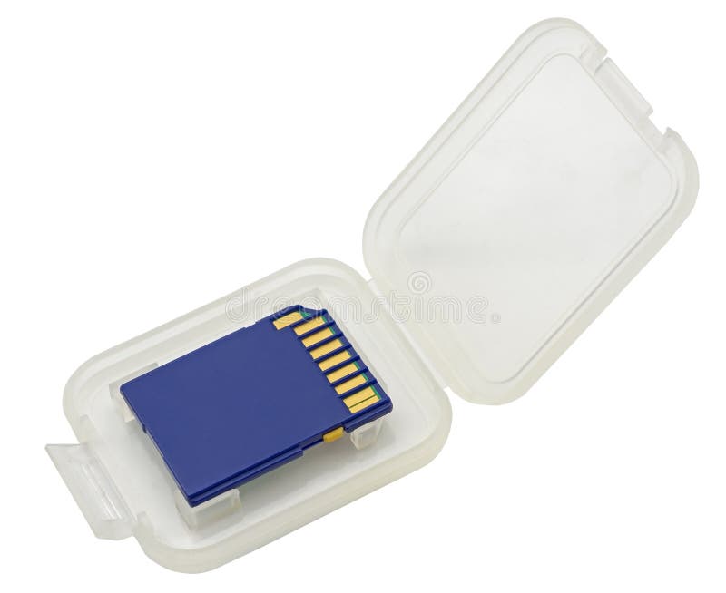 SD Memory Card in Plastic Case Isolated on White Stock Image - Image of ...