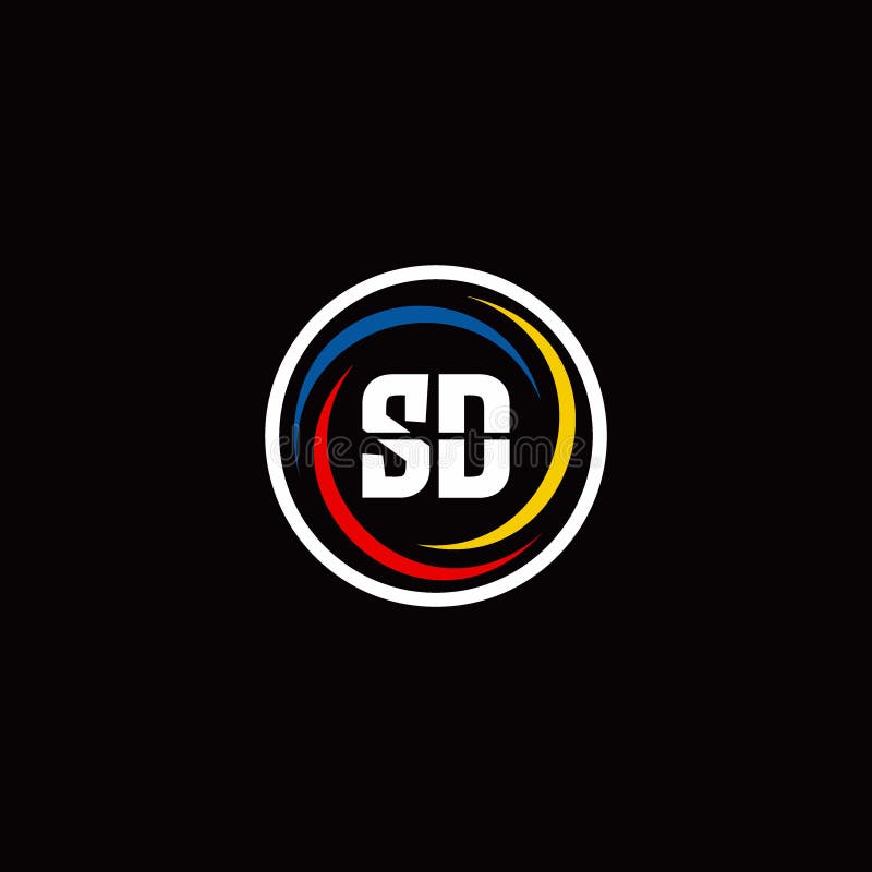 SD Monogram Logo Isolated on Circle Shape with 3 Slash Colors Rounded ...