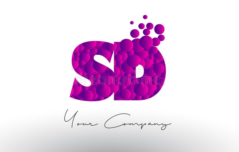 SD S D Dots Letter Logo With Purple Bubbles Texture. Stock Vector ...