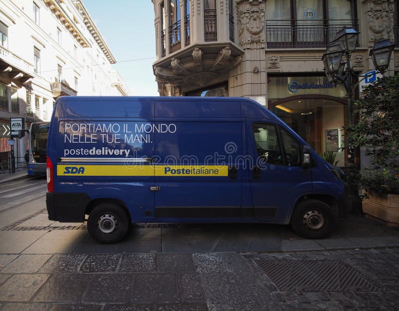 SDA Poste Italiane Courier Van in Turin Editorial Photo - Image of ...