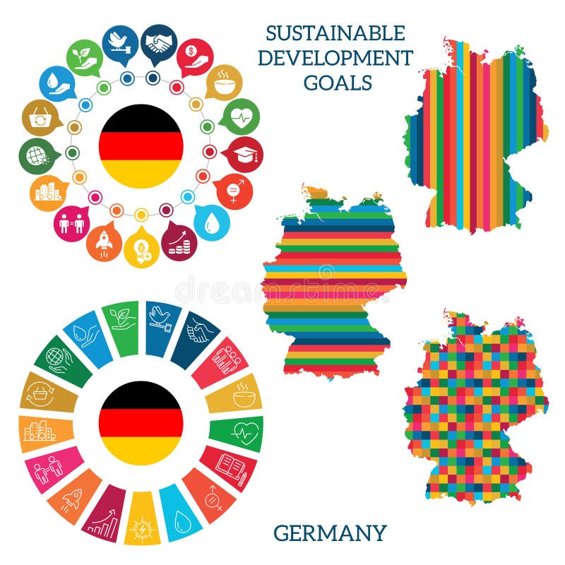 Germany. Sustainable Development Goals. Icons Set Stock Vector ...