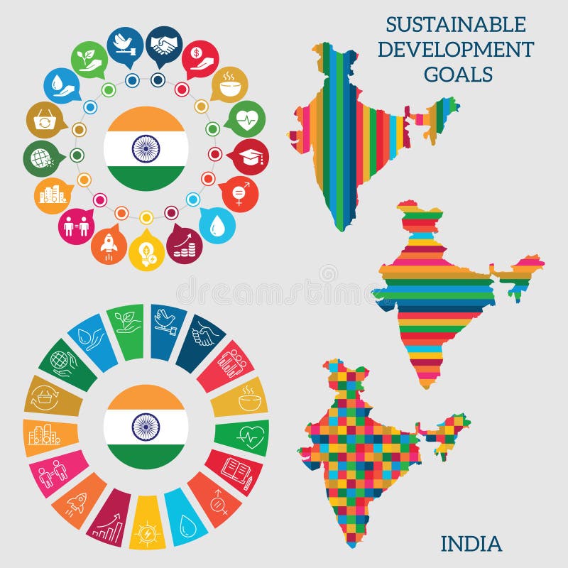 India. Sustainable Development Goals. Icons Set Stock Vector ...