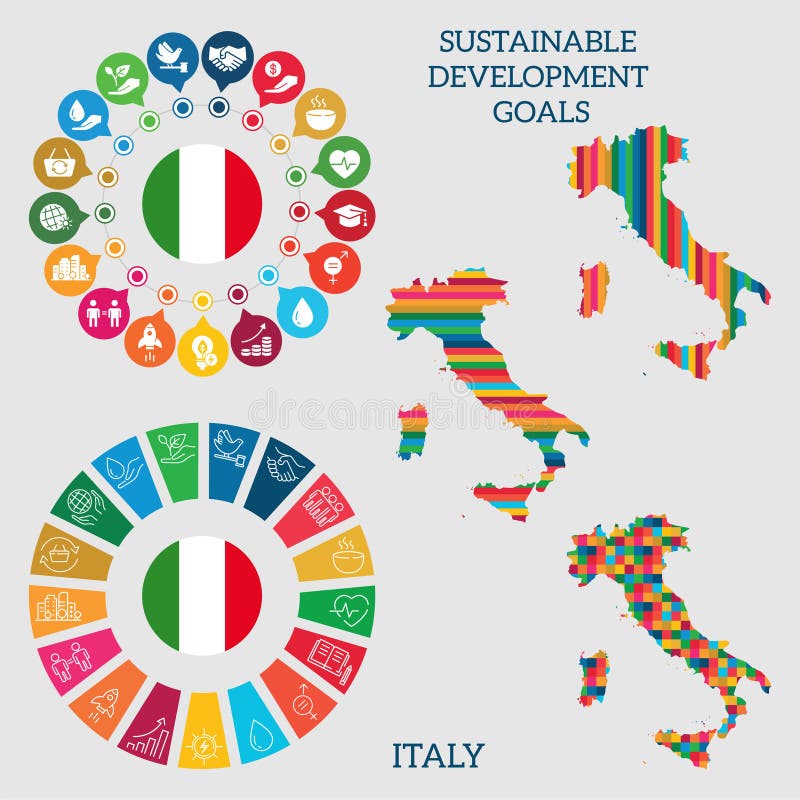 Italy. Sustainable Development Goals. Icons Set Stock Vector ...