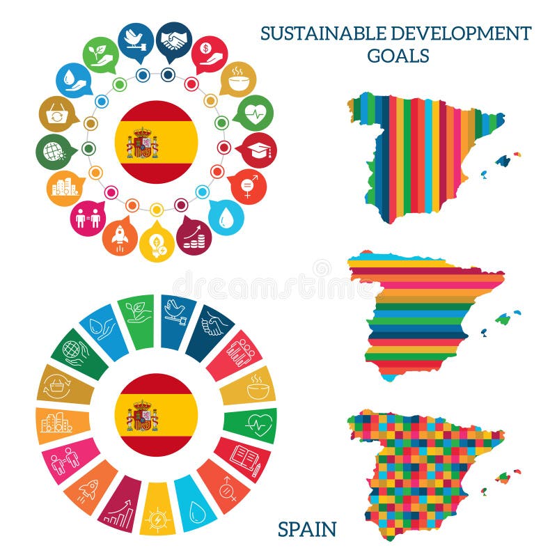 Spain. Sustainable Development Goals. Icons Set Stock Vector ...
