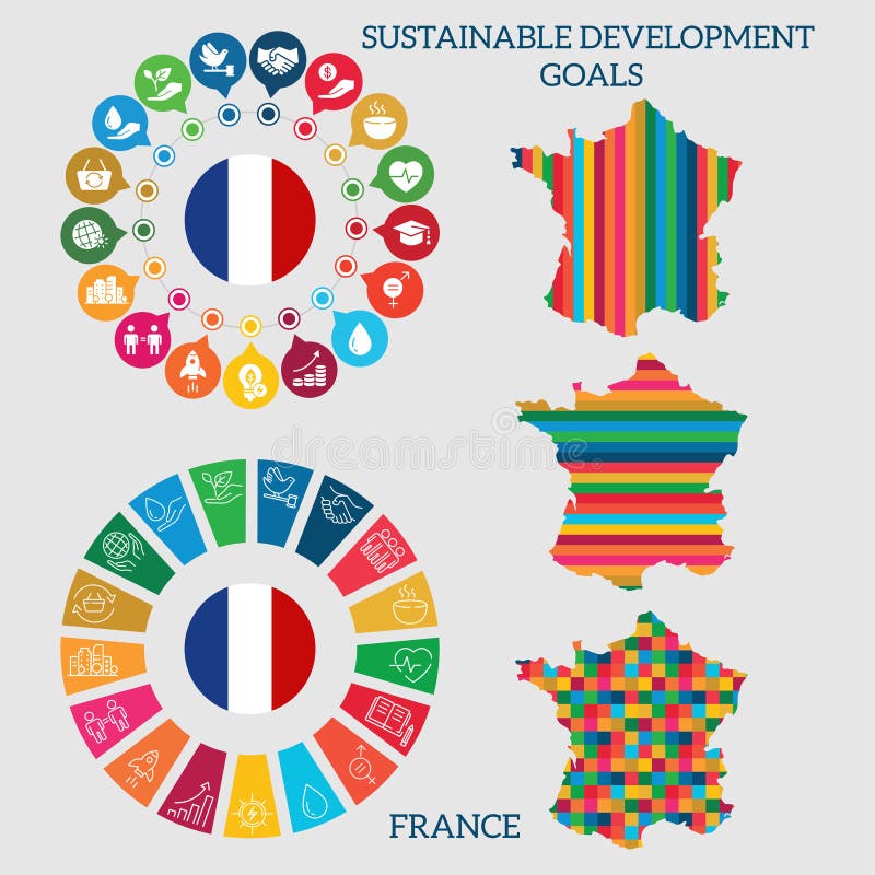 France. Sustainable Development Goals. Icons Set Stock Vector ...