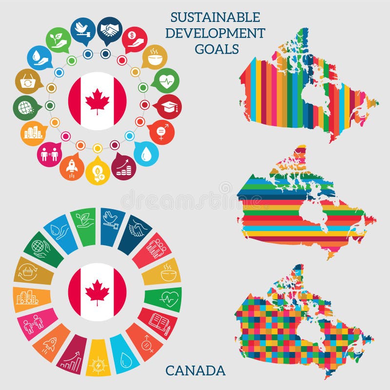 Canada. Sustainable Development Goals. Icons Set Stock Vector ...