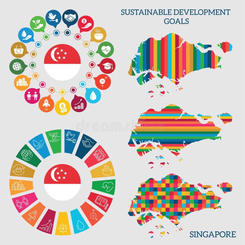 Singapore. Sustainable Development Goals. Icons Set Stock Vector ...