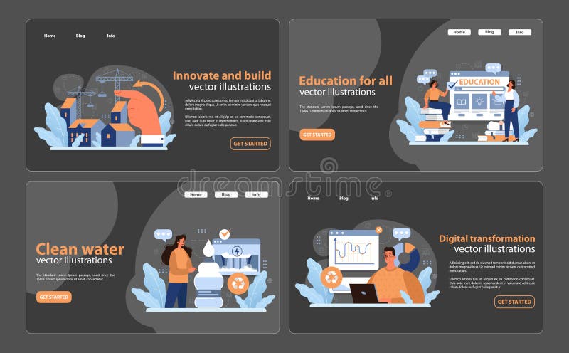 SDG or Sustainable Development Goals Night or Dark Mode Web Banner ...