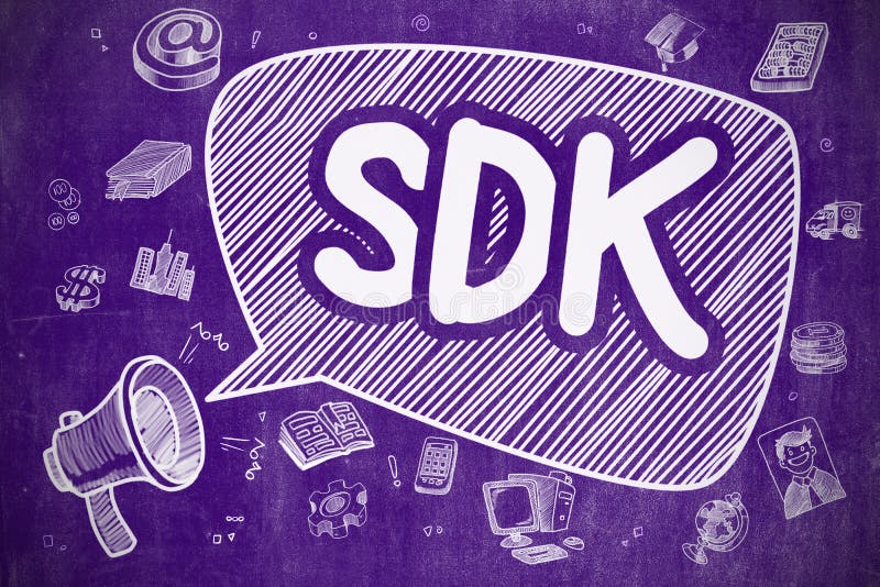 SDK - Doodle Illustration on Purple Chalkboard. Stock Illustration ...