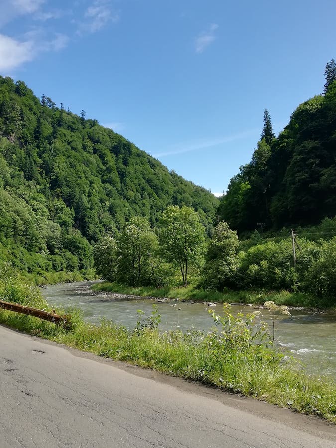 Mountain River, between Two Mountain Ranges Stock Photo - Image of ...