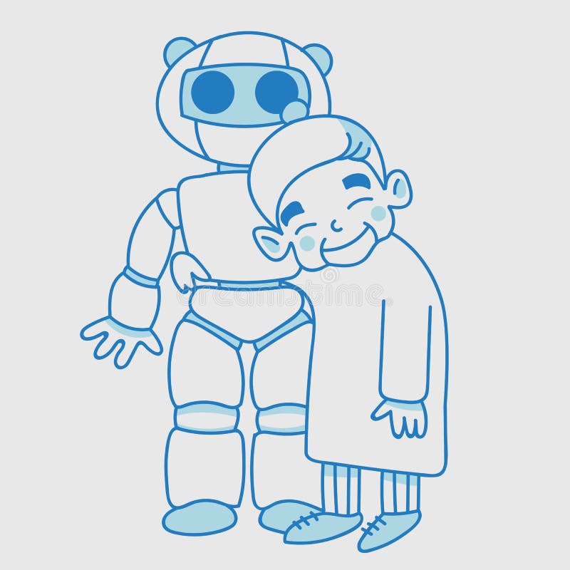 Robot De La Abuela Aislado. Cyborg. Abuela De Hierro Ilustración del ...